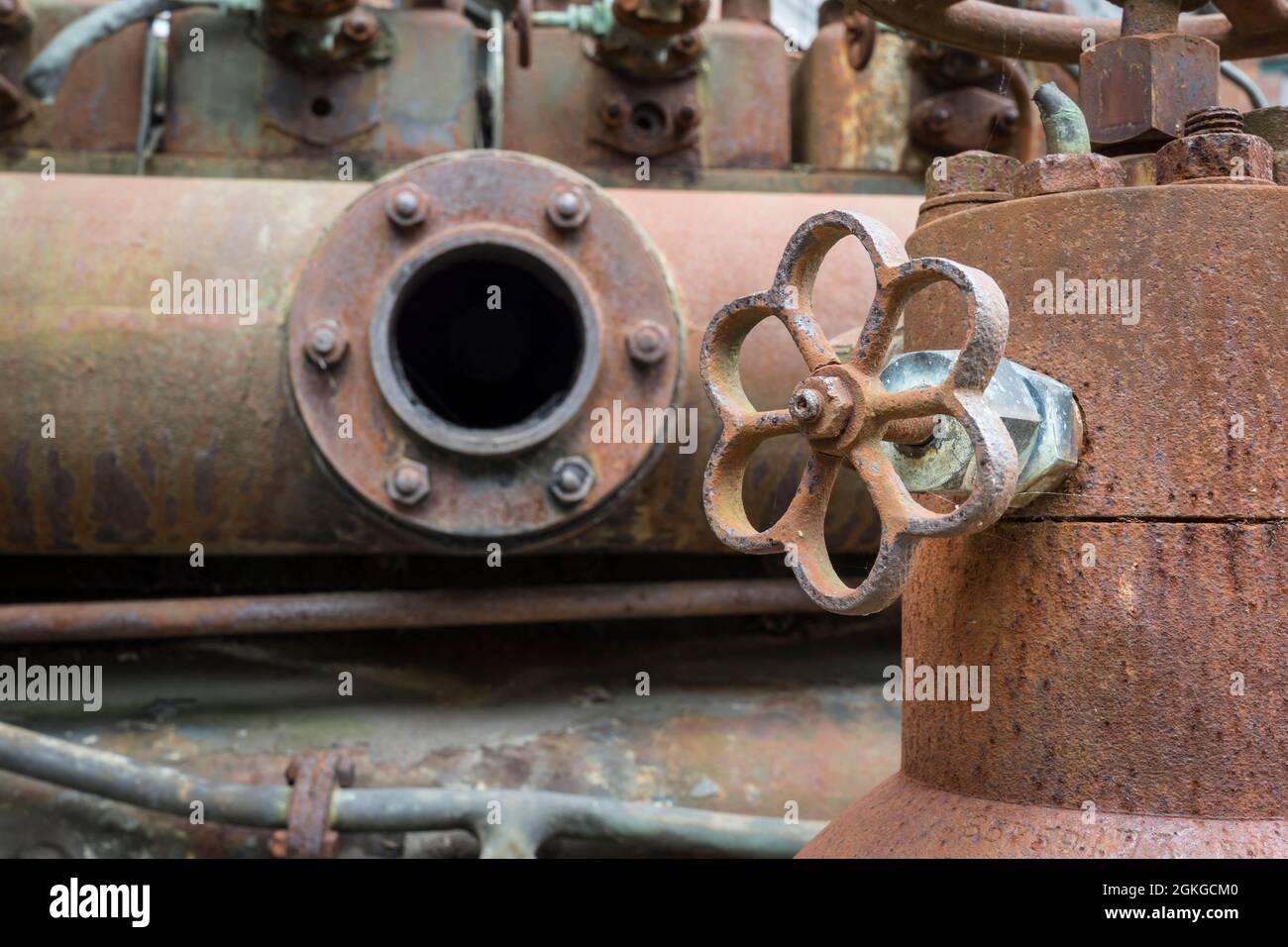 rusty pipes on a historic diesel engine Stock Photo - Alamy