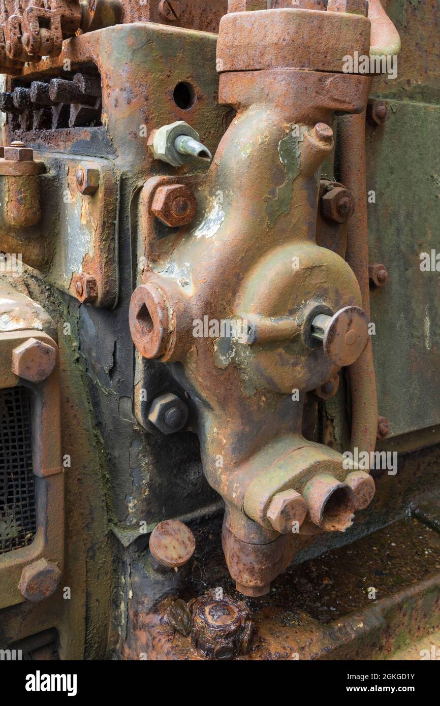 rusty pipes on a historic diesel engine Stock Photo - Alamy