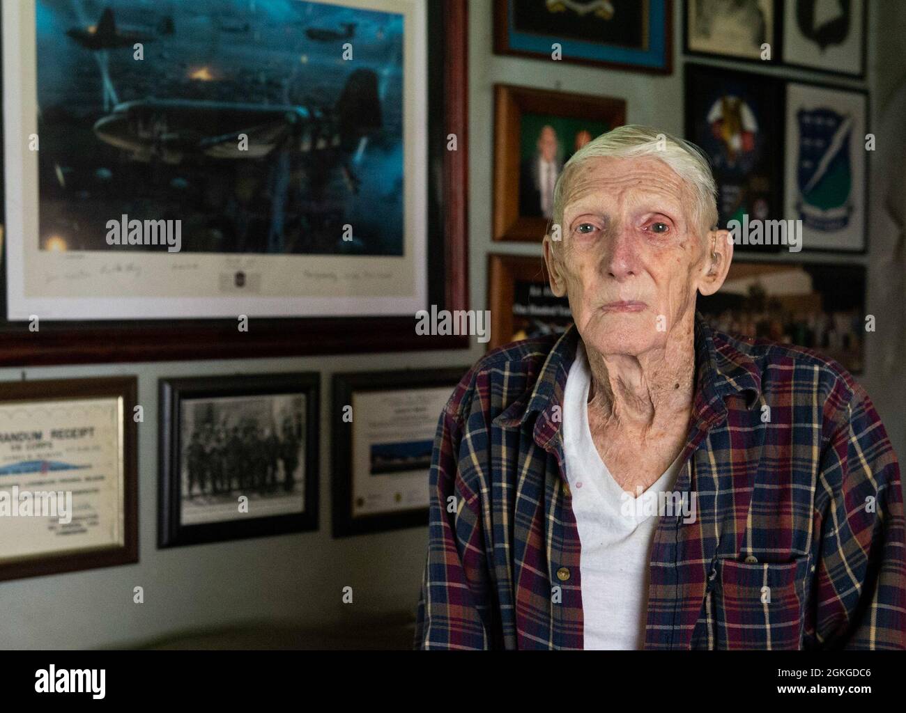 WWII veteran Jim “Pee Wee” Martin, poses for a photo inside his Xenia ...