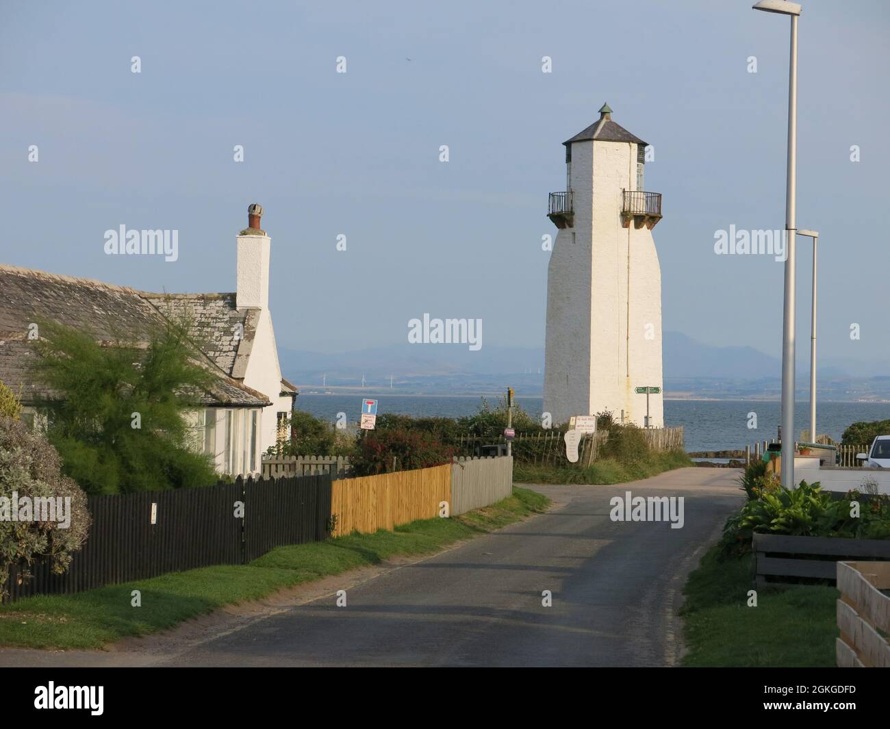 The road through the village of Southerness ends at the beach on the ...