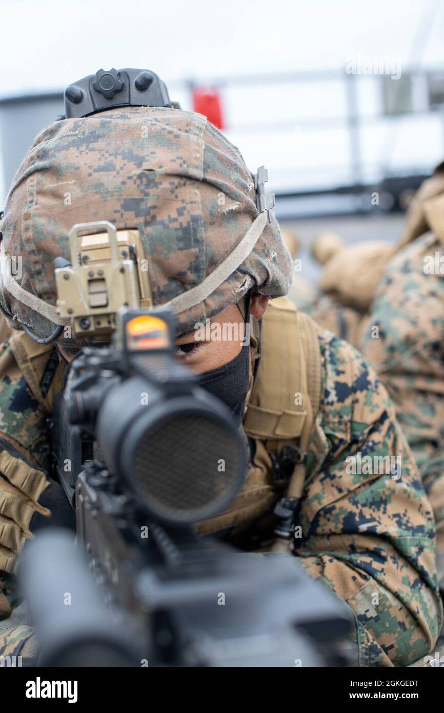 PACIFIC OCEAN (April 15, 2021) A U.S. Marine with Weapons Company ...