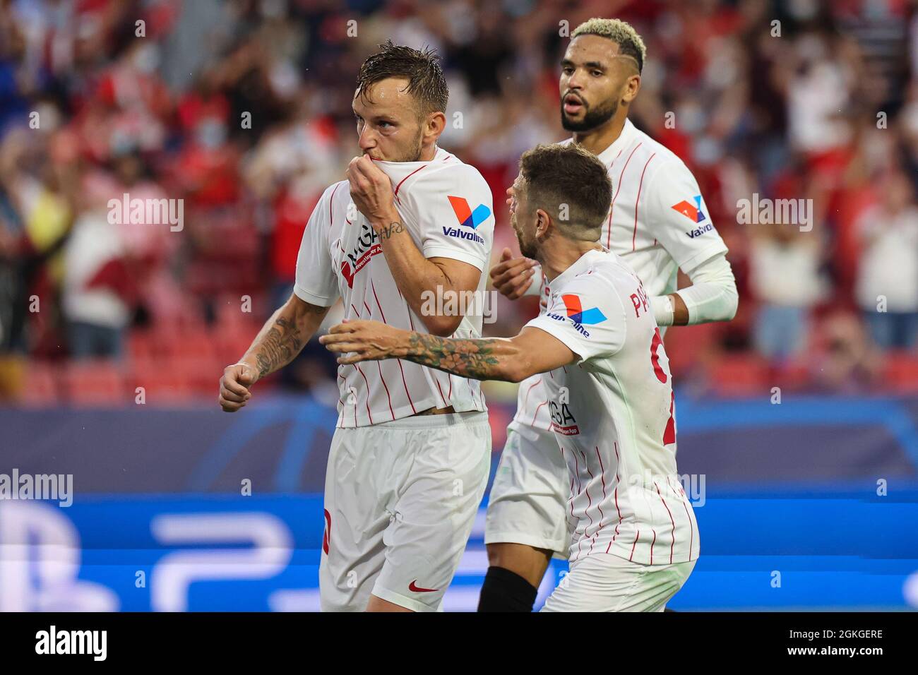 Seville, Spain, 14/09/2021, Ivan Rakitic of Sevilla CF celebrates a ...