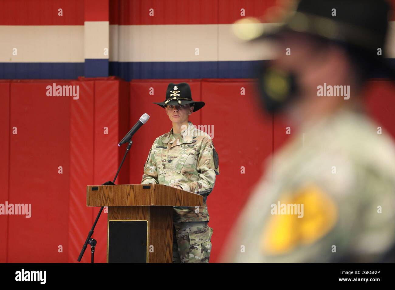 Lt. Col Katherine Leidenberg addresses those in attendance April 16 ...