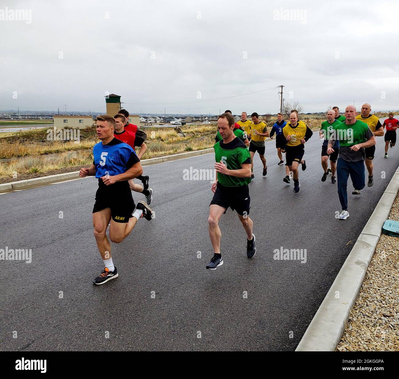 U.S. Soldiers with the Utah National Guard go on a 2 mile run as part ...