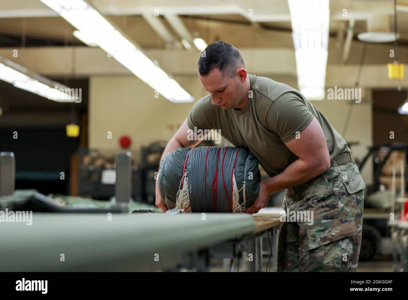 Spc. Adam Tyndall, a parachute rigger with the North Carolina National ...