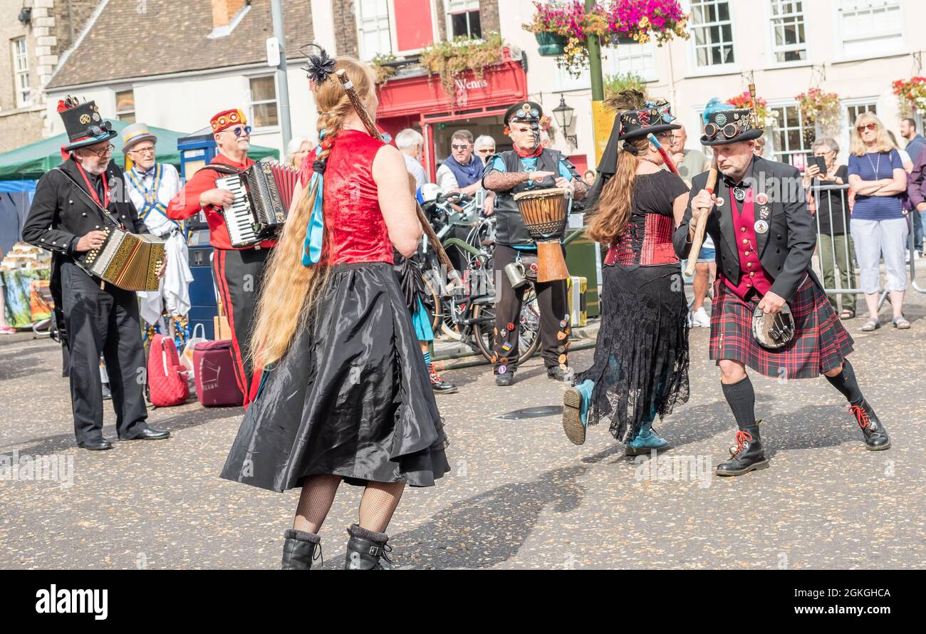 Steam punk morris dancers giving a demonstration at the annual King's ...