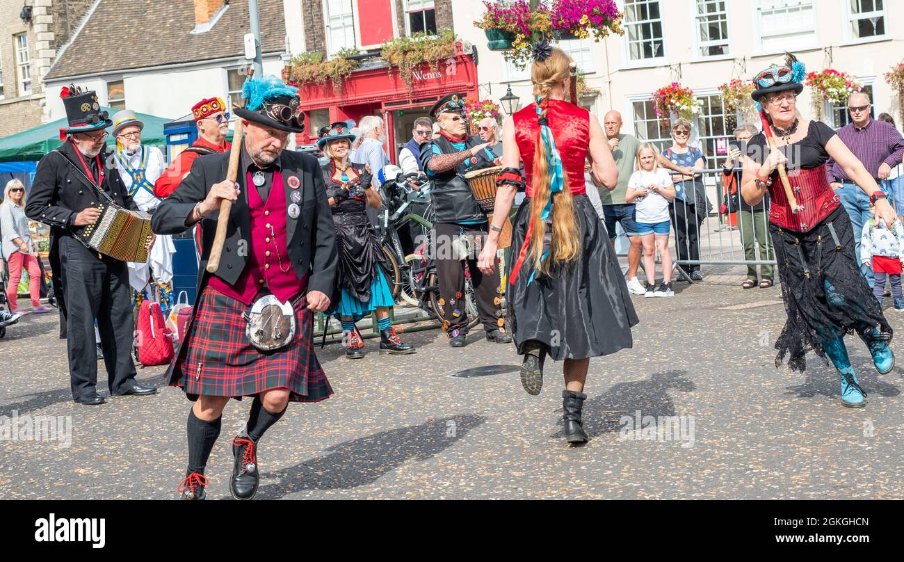 Steam punk morris dancers giving a demonstration at the annual King's ...