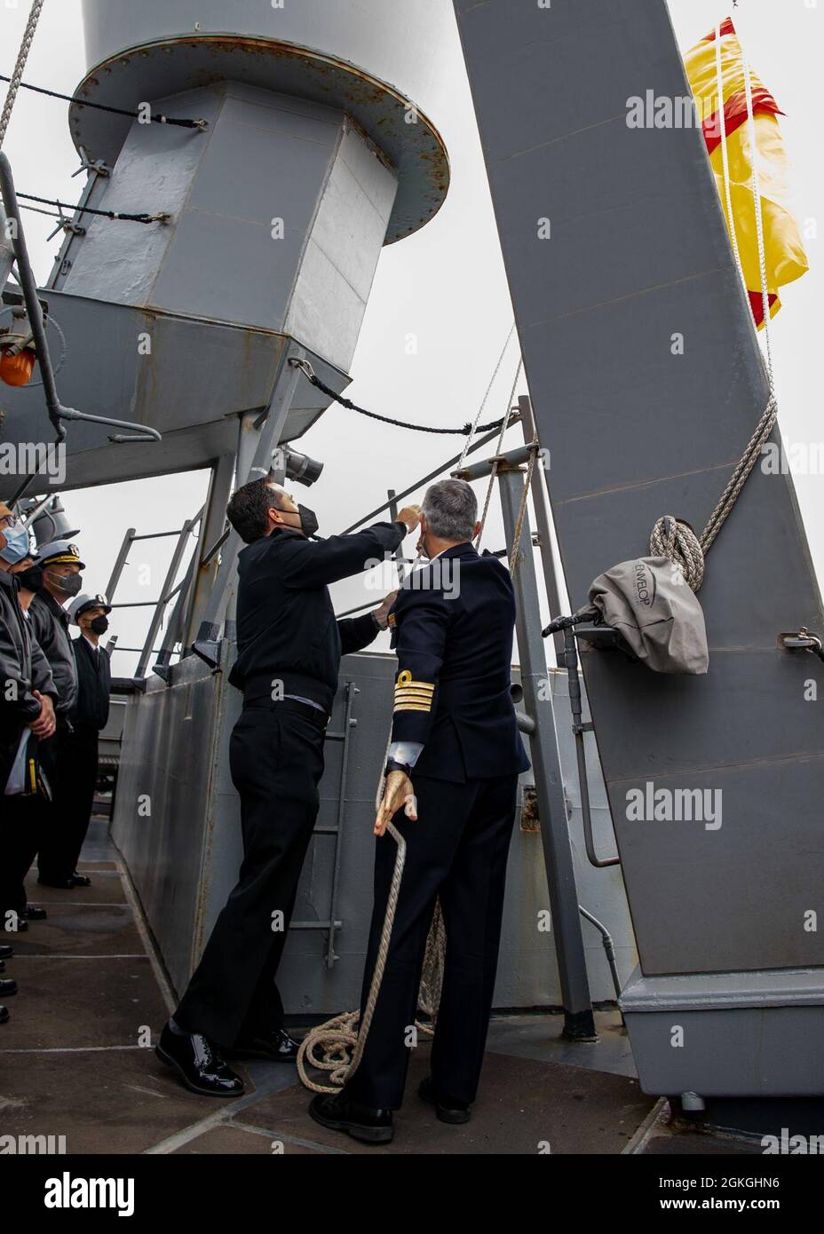 NAVAL STATION ROTA, Spain (Apr. 16, 2021) Cmdr. Patrick Chapman, left ...