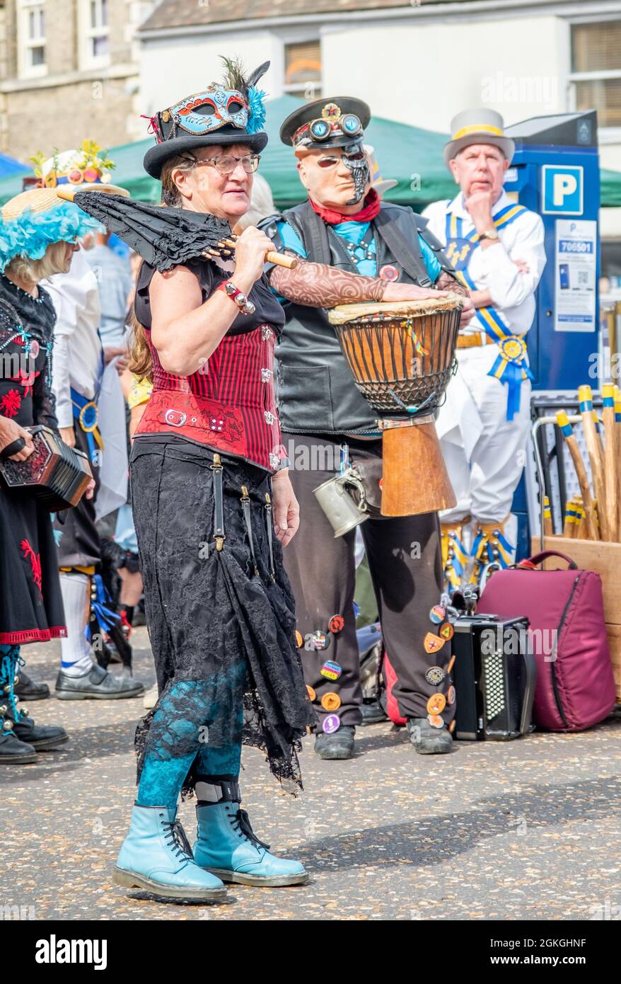 Steam Punk morris dancing troupe giving a demonstration at the annual ...