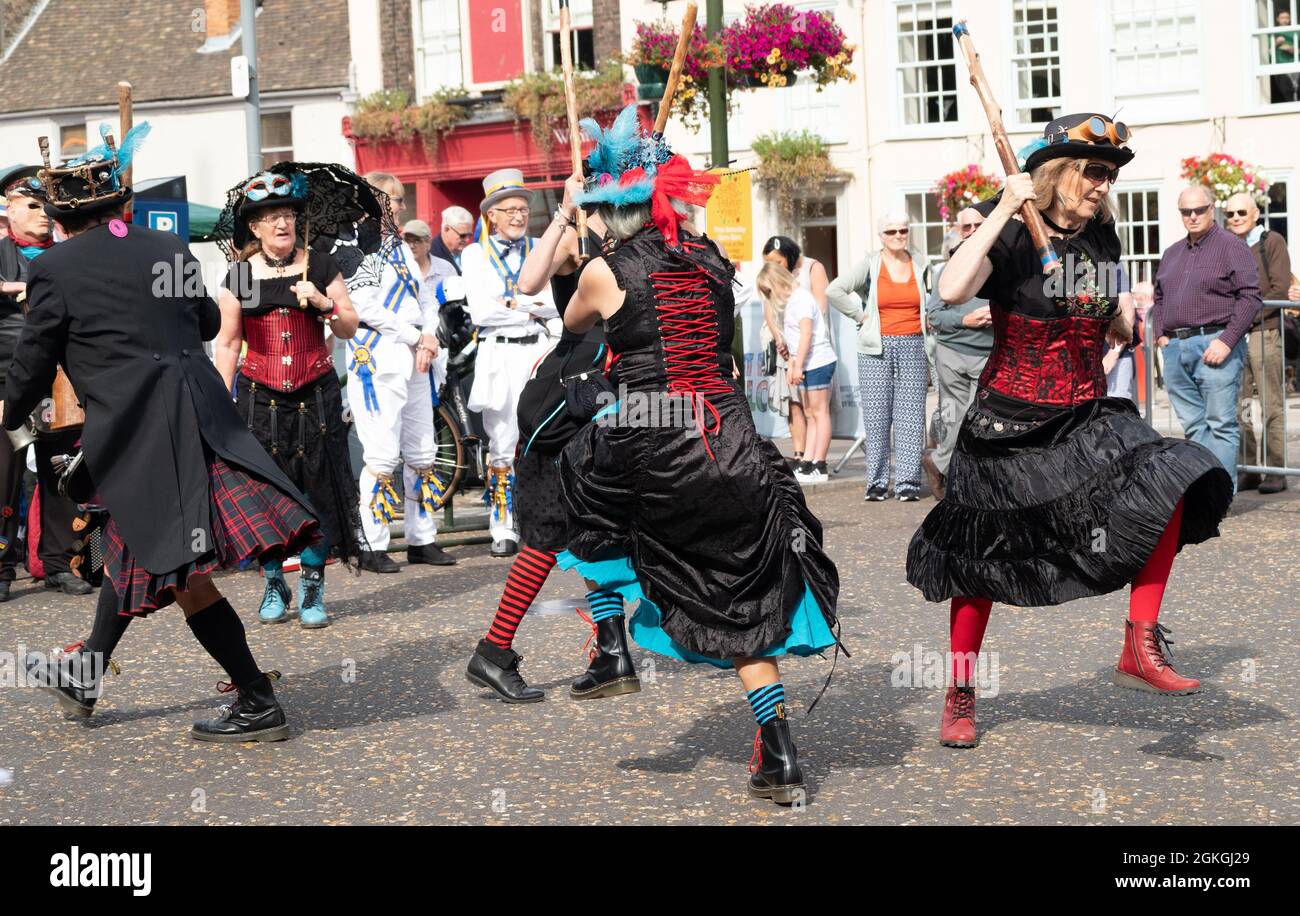 Steam Punk morris dancing troupe giving a demonstration at the annual ...