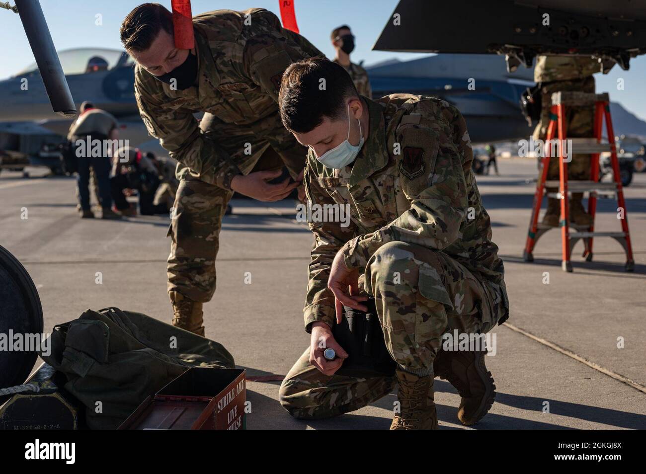 Senior Airman Isaak Gray, 757th Aircraft Maintenance Squadron, looks ...