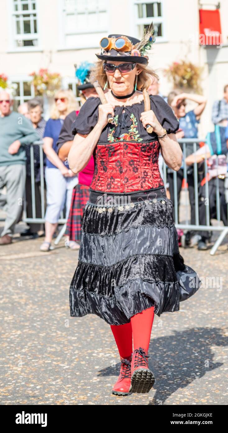 Steam Punk morris dancing troupe giving a demonstration at the annual ...
