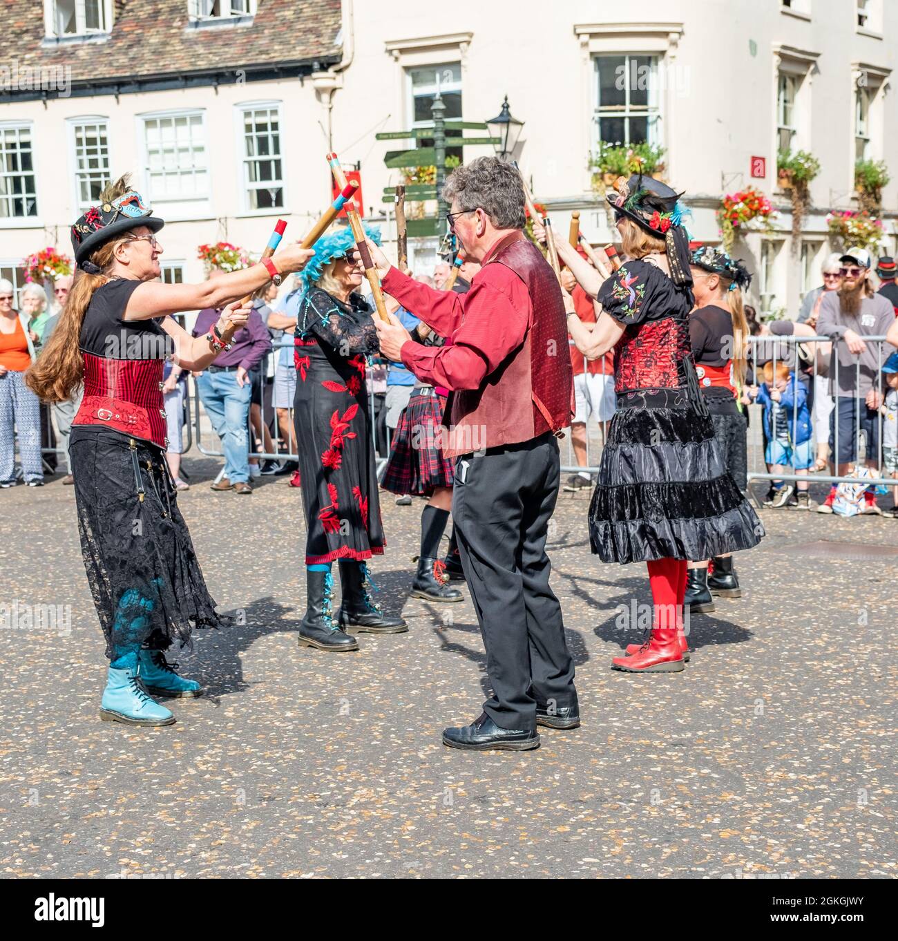 Steam Punk morris dancing troupe giving a demonstration at the annual ...
