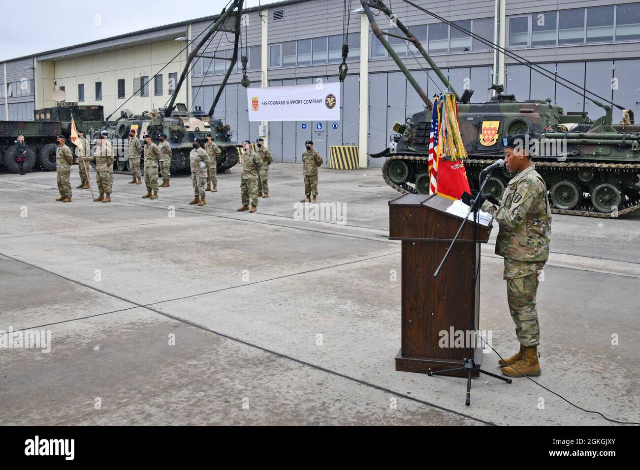 U.S. Army 1st Lt. Shalesa Perry, right, with 538th Forward Support ...