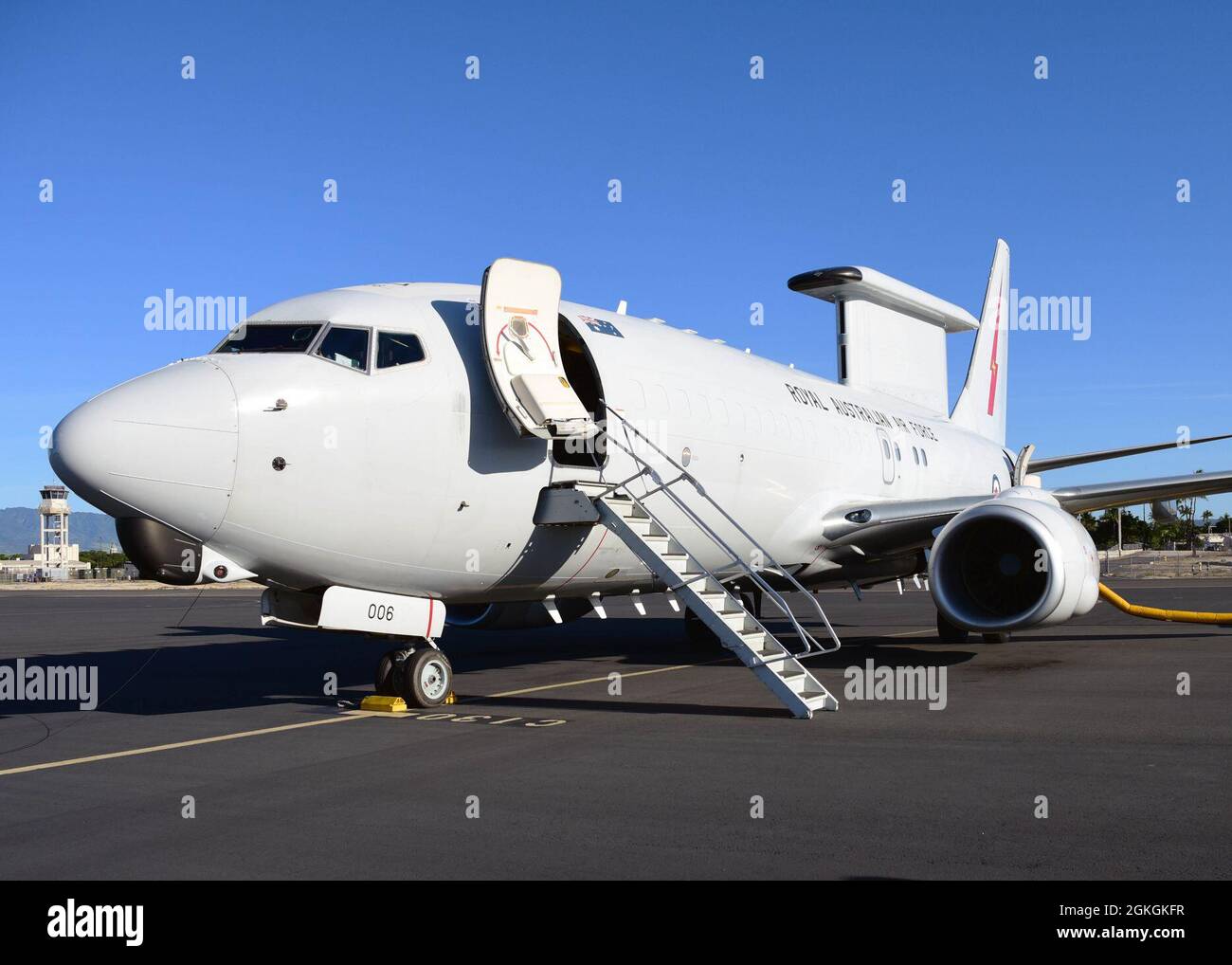 An Australian E-7 Wedgetail aircraft sits on the flight line on Joint ...