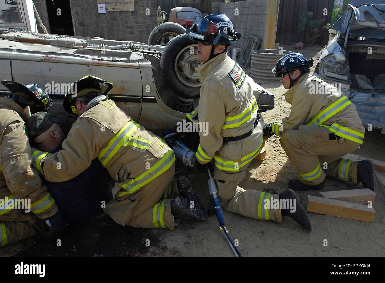 San Diego Fire Rescue works a vehicle extractation drill Stock Photo ...