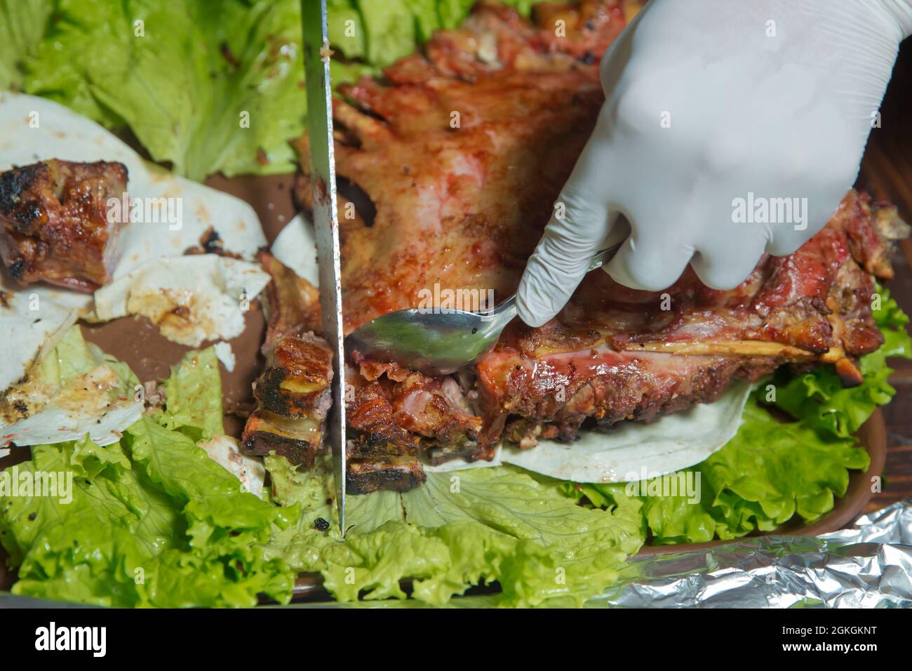 Roasted meat over an open fire, cooked in a special way.Barbecue is ...