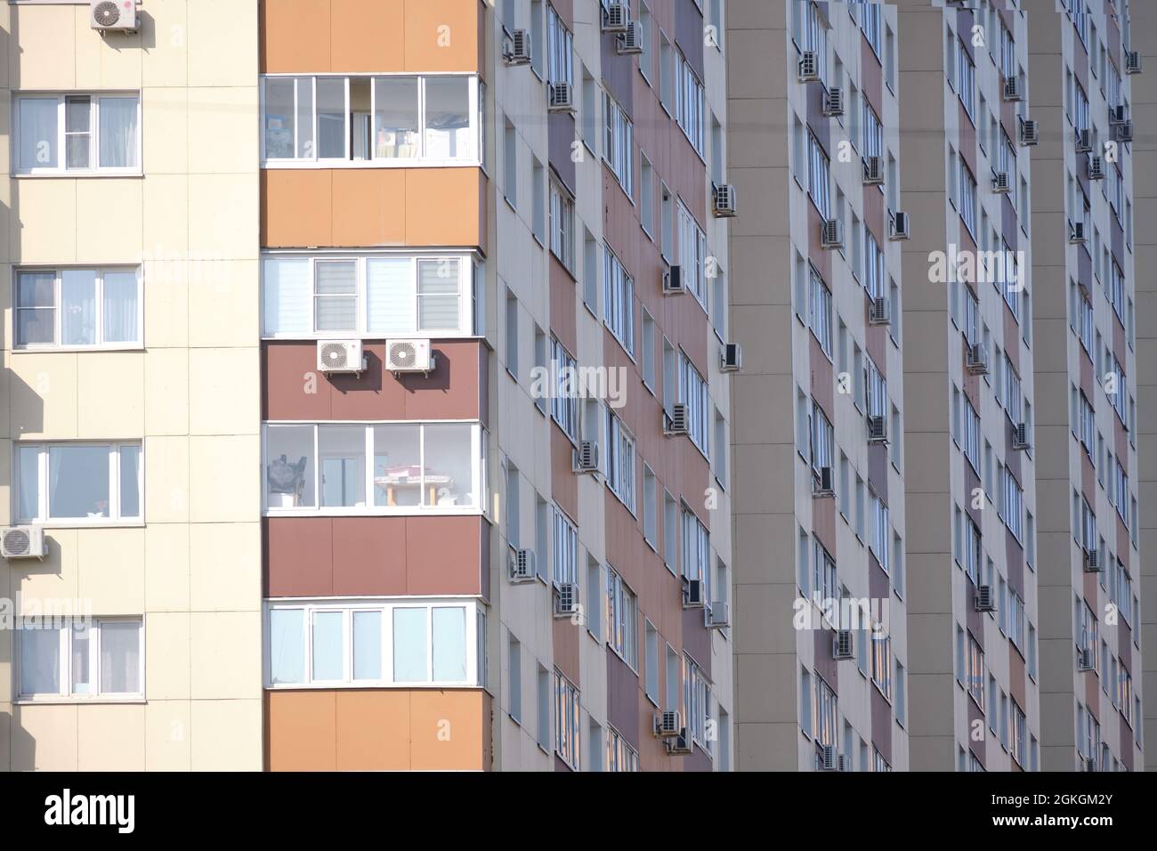 Windows on the facades of high-rise apartment buildings, close-up Stock ...