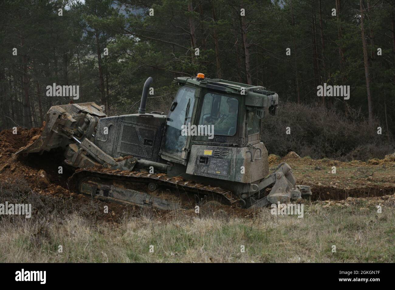 A U.S. Army Soldier assigned to the 2nd Cavalry Regiment creates an ...