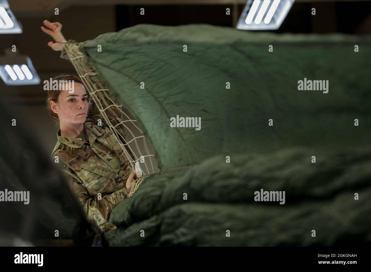 Sgt. Emilee Rolins, a parachute rigger with the North Carolina National ...