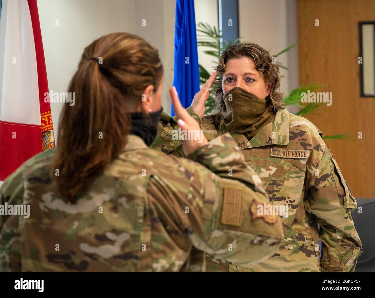 U.S. Air Force Chief Master Sgt. Jennifer Koonce is promoted during a ...