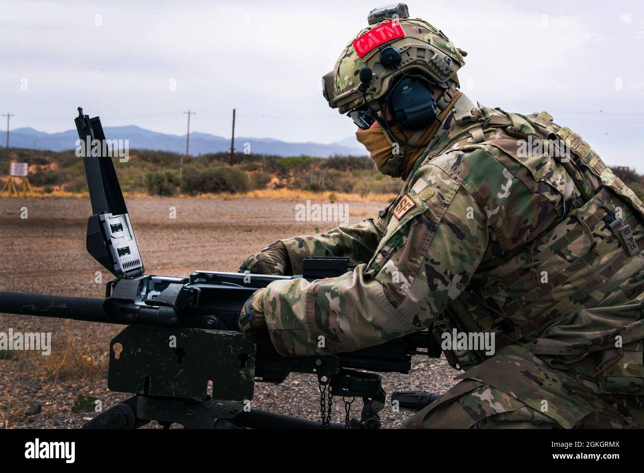 A 204th Security Forces Squadron member clears a Mk-19 grenade launcher ...