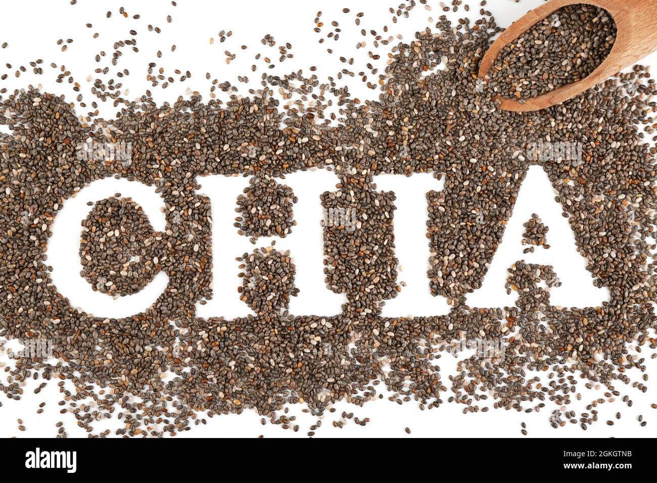 Word CHIA made of seeds on white background Stock Photo - Alamy