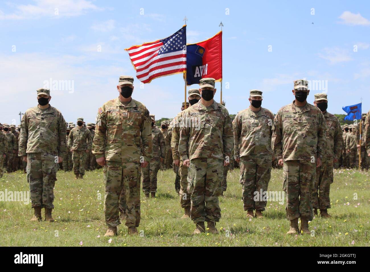 The Task Force Phoenix command team stands in front of the formation at ...