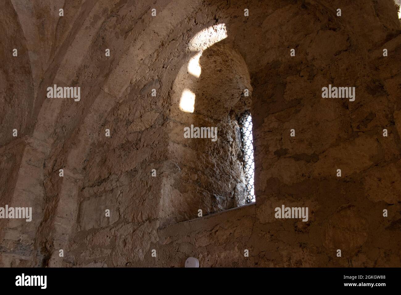 Interior of ancient Albanian church located in Kish Village. Ancient ...