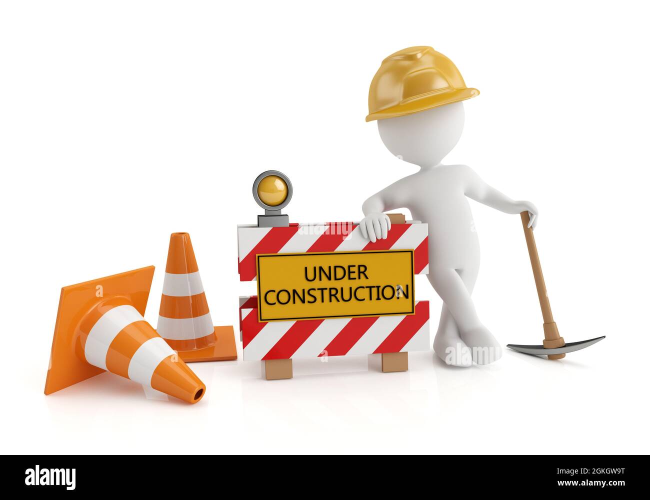 3d white people under construction, isolated white background, 3d image ...