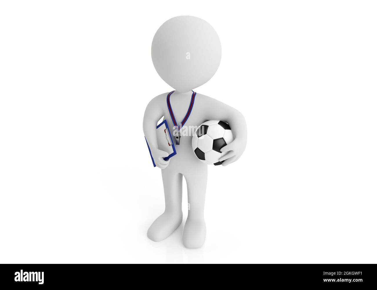 Personal Trainer, with a pad in his hand, isolated in white. 3d image ...