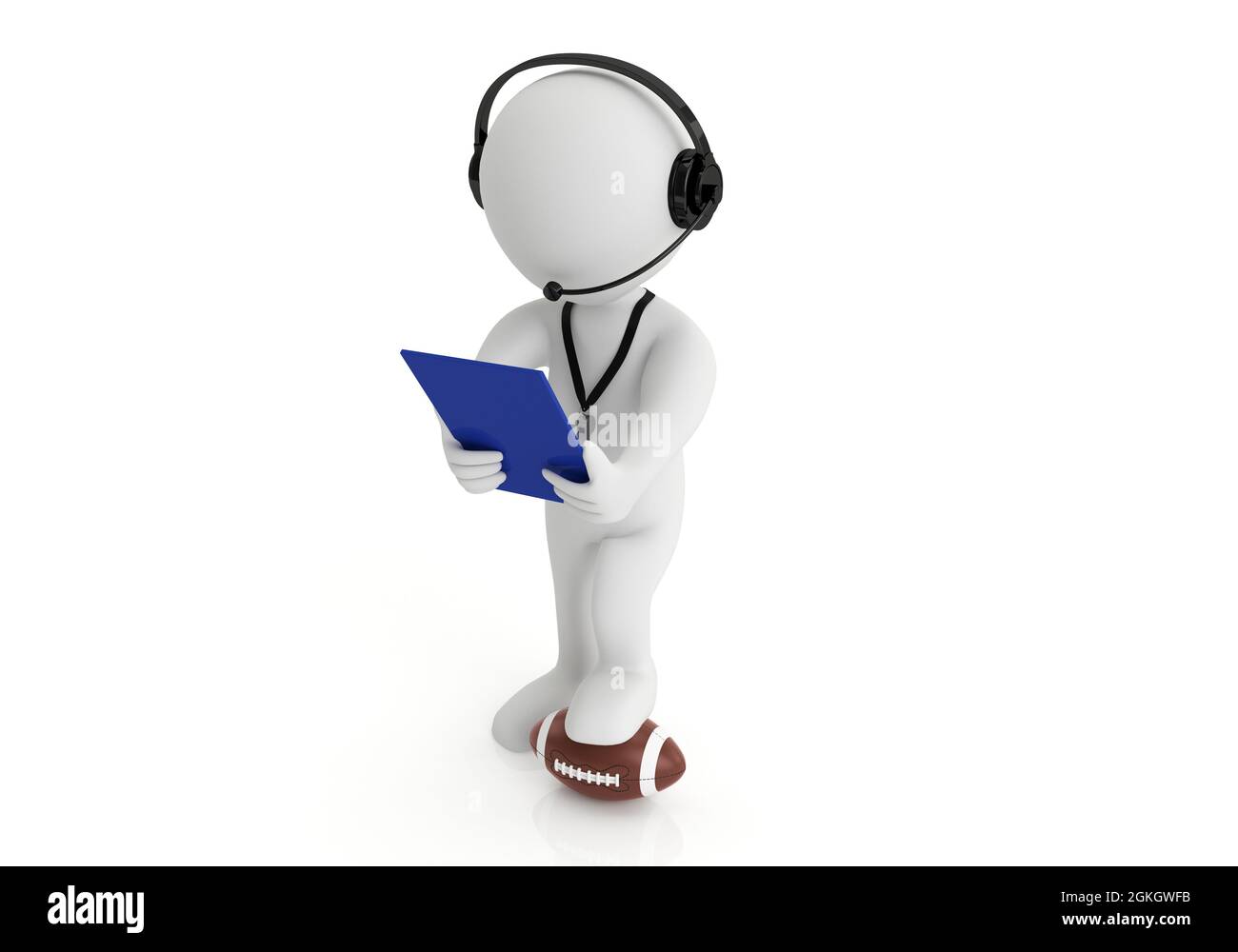 Personal Trainer, with a pad in his hand, isolated in white. 3d image ...