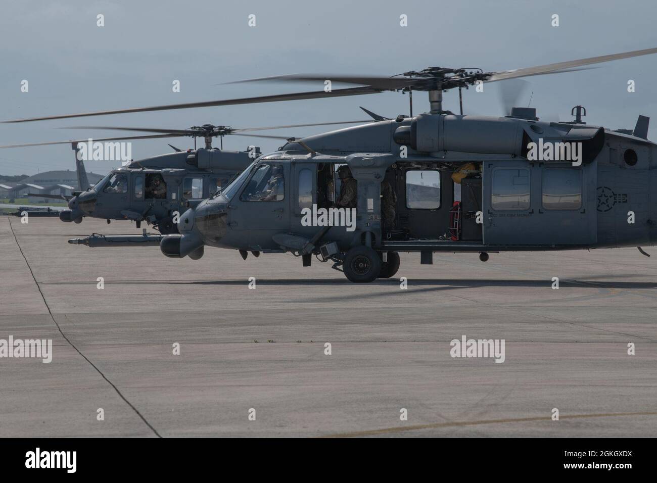 Airmen from the 33rd Rescue Squadron conduct pre-flight checks at ...