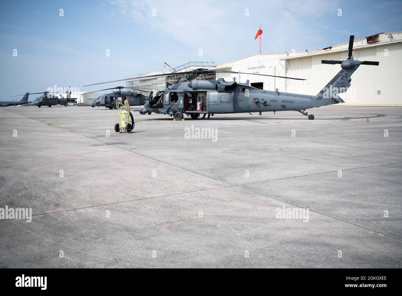Airmen from the 33rd Rescue Squadron conduct pre-flight checks at ...