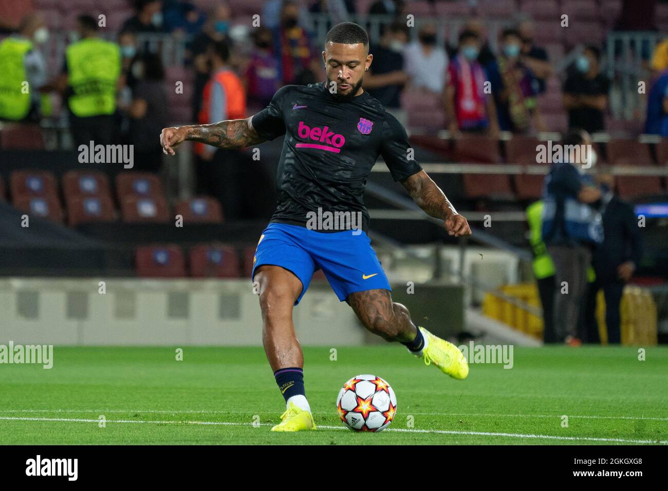 Barcelona, Spain. 14/09/2021, Memphis Depay of FC Barcelona during the ...
