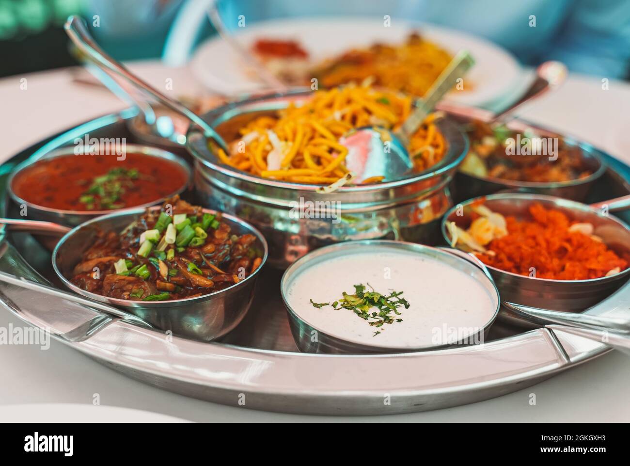 Meat thali served in a restaurant Stock Photo - Alamy
