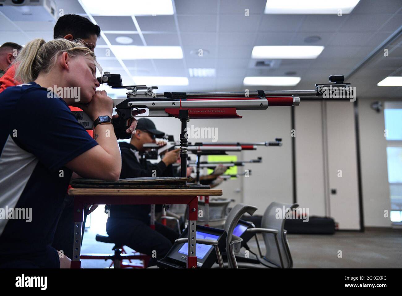 U.S. Marine Corps Staff Sgt. Alyssa Ackerman competes in the shooting ...