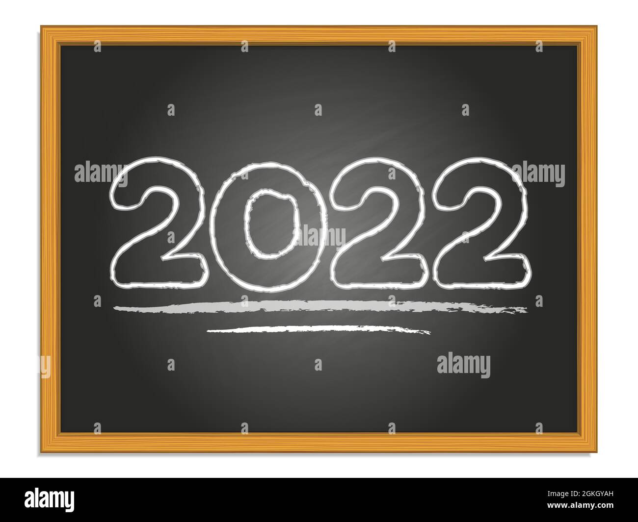 2022 chalk lettering on black chalkboard. New year vector numbers Stock ...