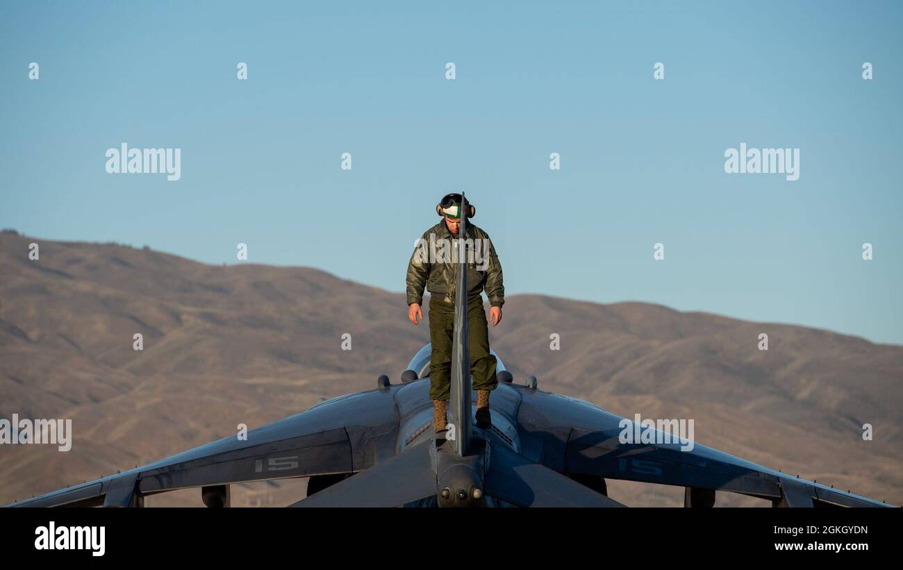 A Marine plane captain from Marine Attack Squadron 223, Cherry Point ...