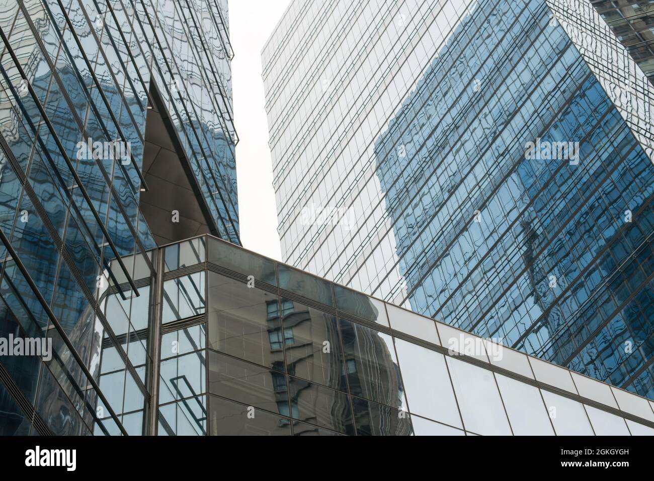 Low angle shot of the exterior of modern buildings with glass Stock ...