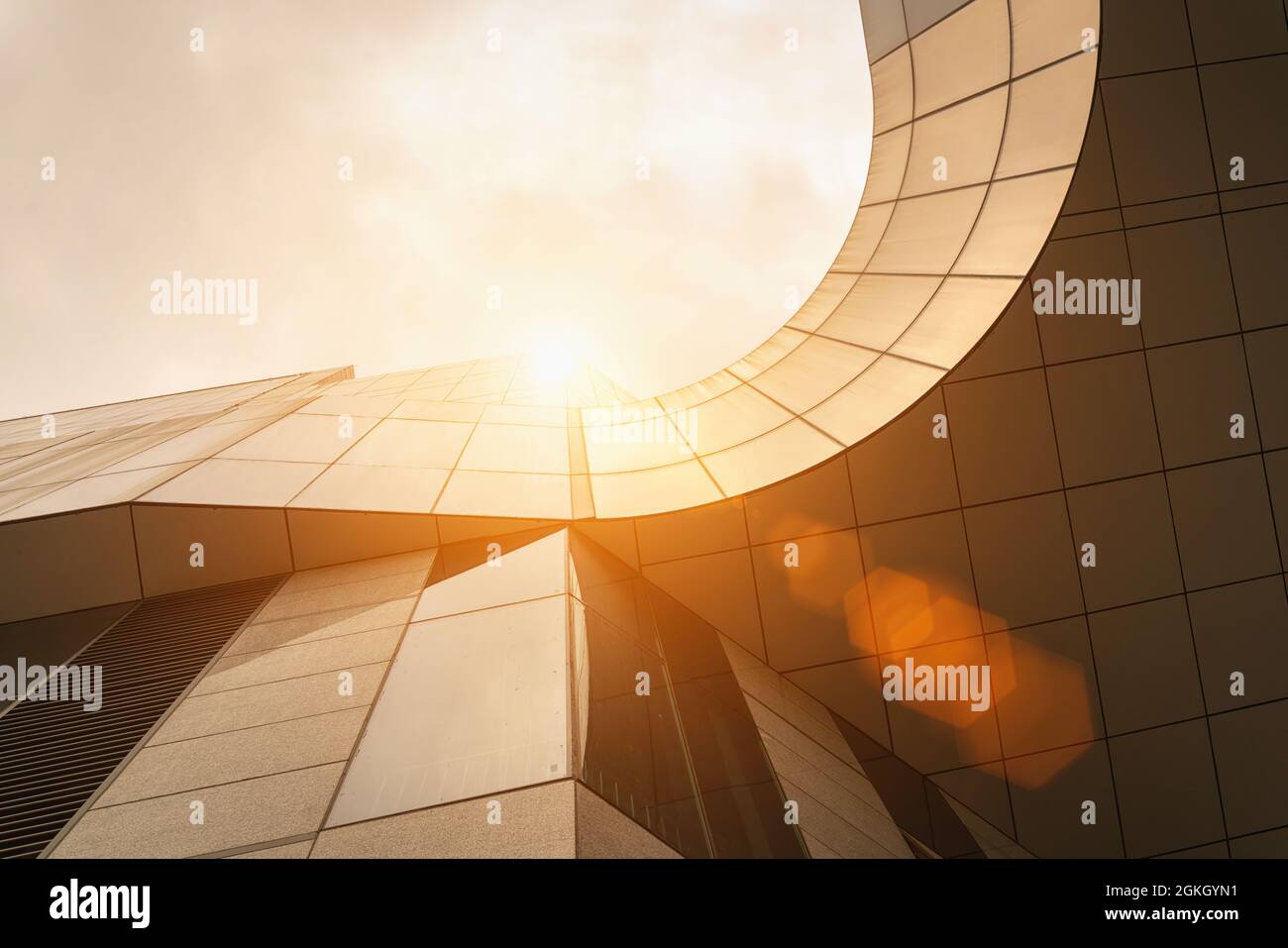 Low angle shot of a modern building structure with an edgy design ...