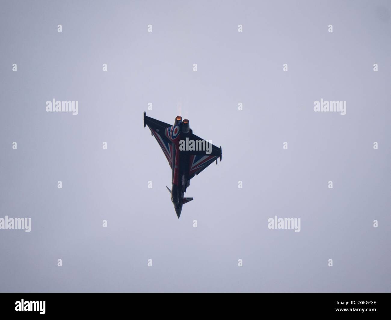 RAF Typhoon fighter jet inverted with full afterburners on at the 2021 ...