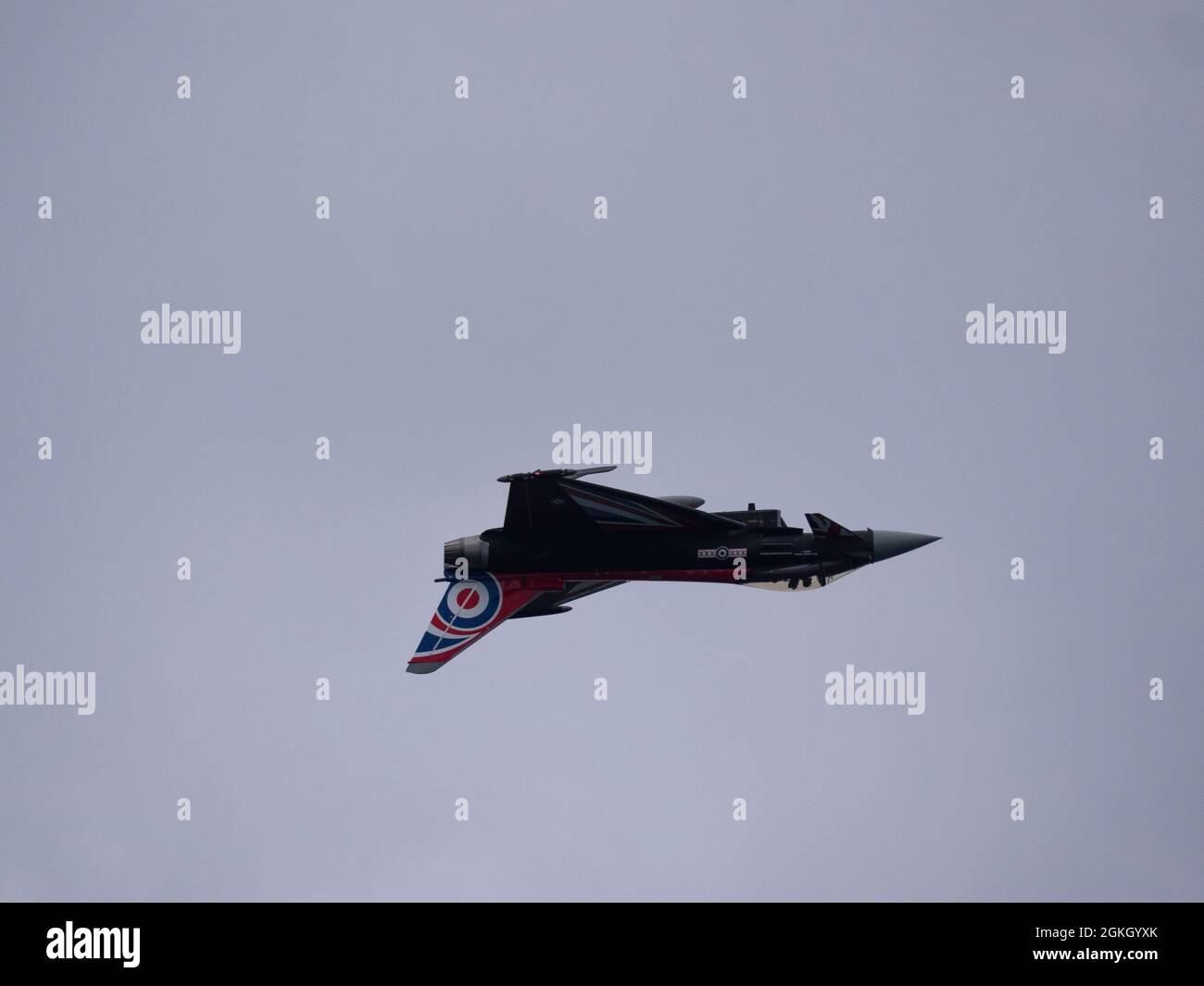 RAF Typhoon fighter jet inverted at the 2021 Bournemouth Air Display ...