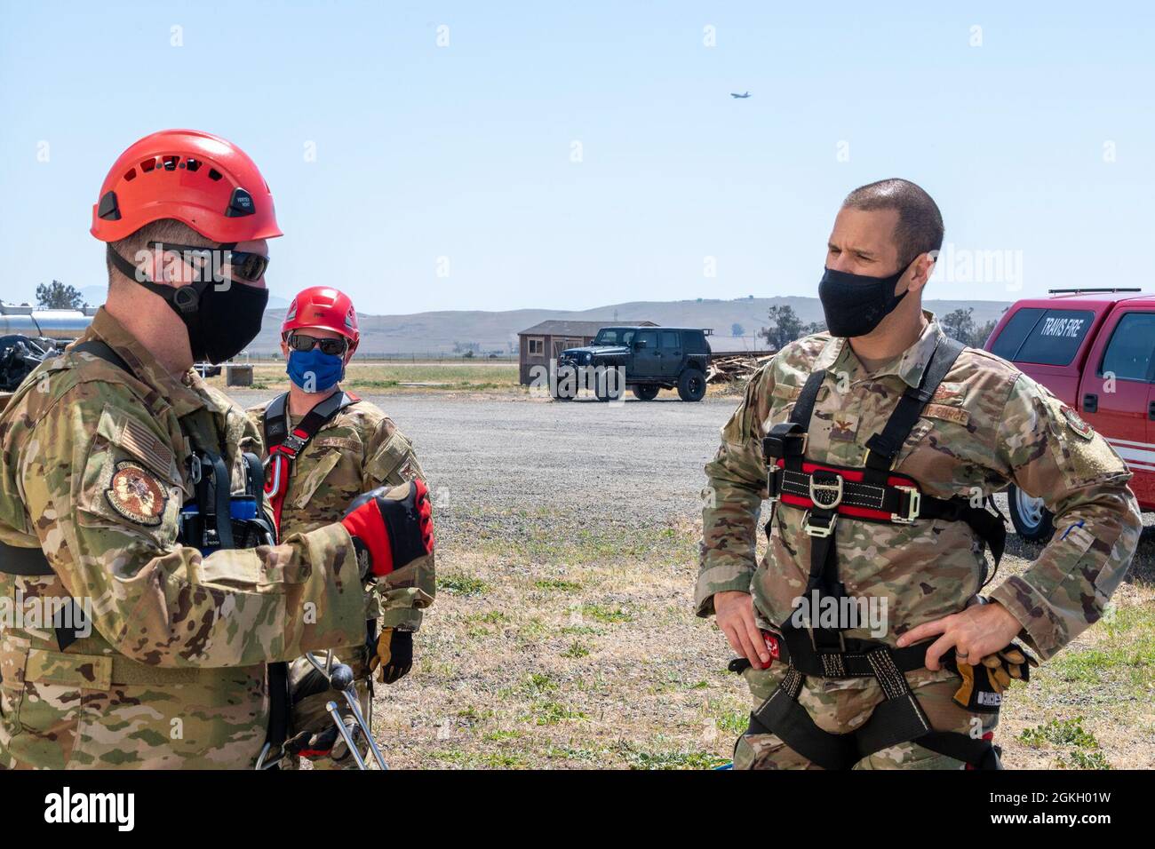 U.S. Air Force Major David Schoenhardt, left, 60th Civil Engineer ...