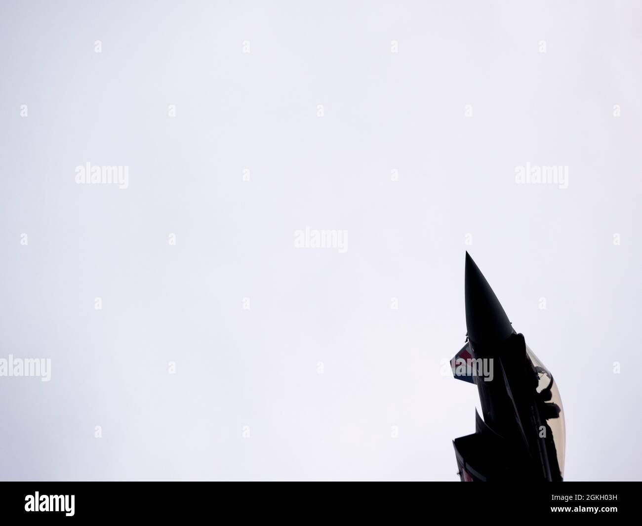 Nose cone and cockpit of an RAF Typhoon in Blackjack livery in vertical ...