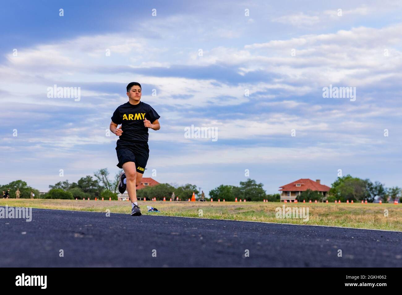 A U.S. Army Soldier, assigned to U.S. Army North (ARNORTH), jogs during ...