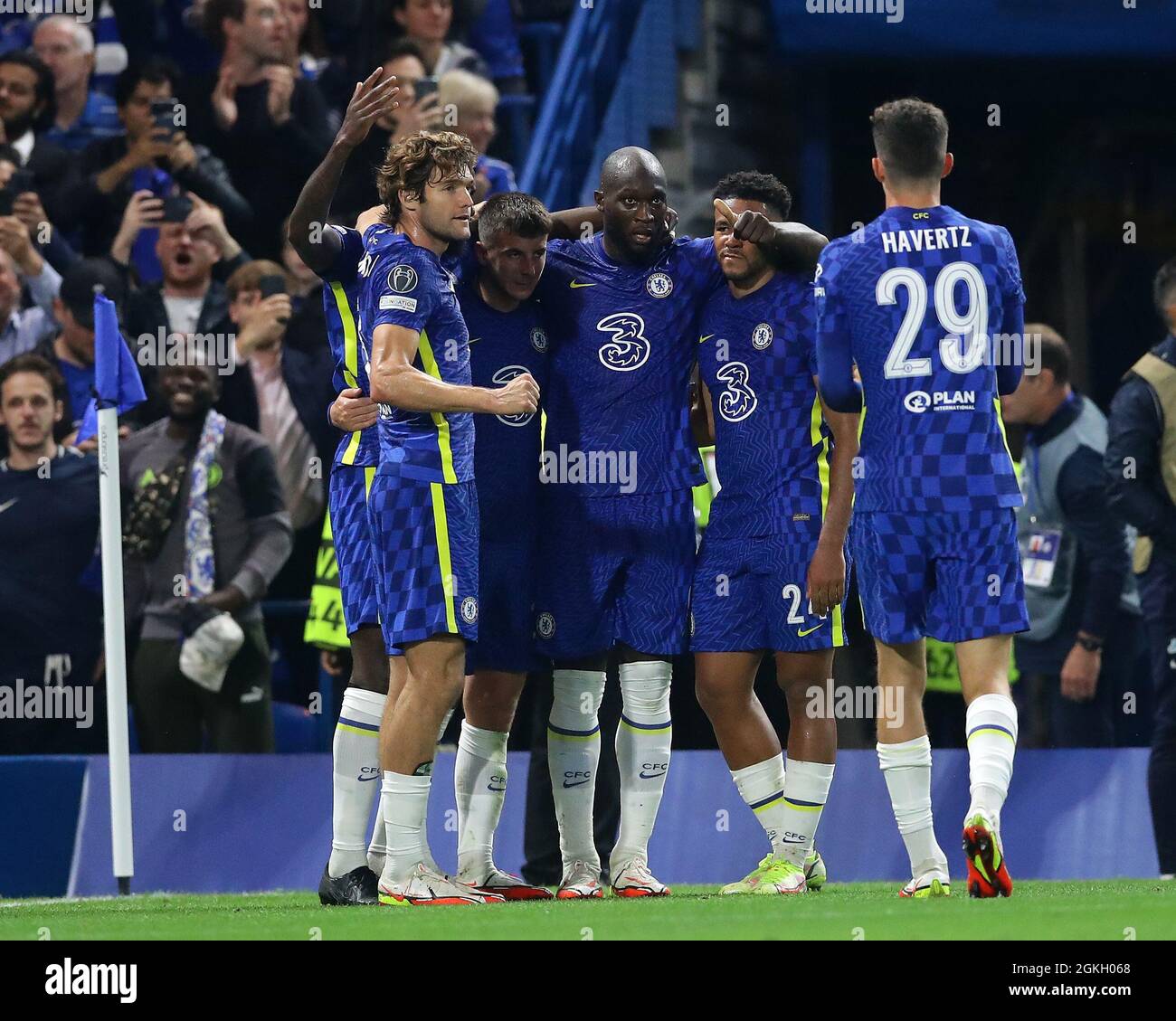 London England 14th September 2021 Romelu Lukaku Of Chelsea Celebrates Scoring His Sides