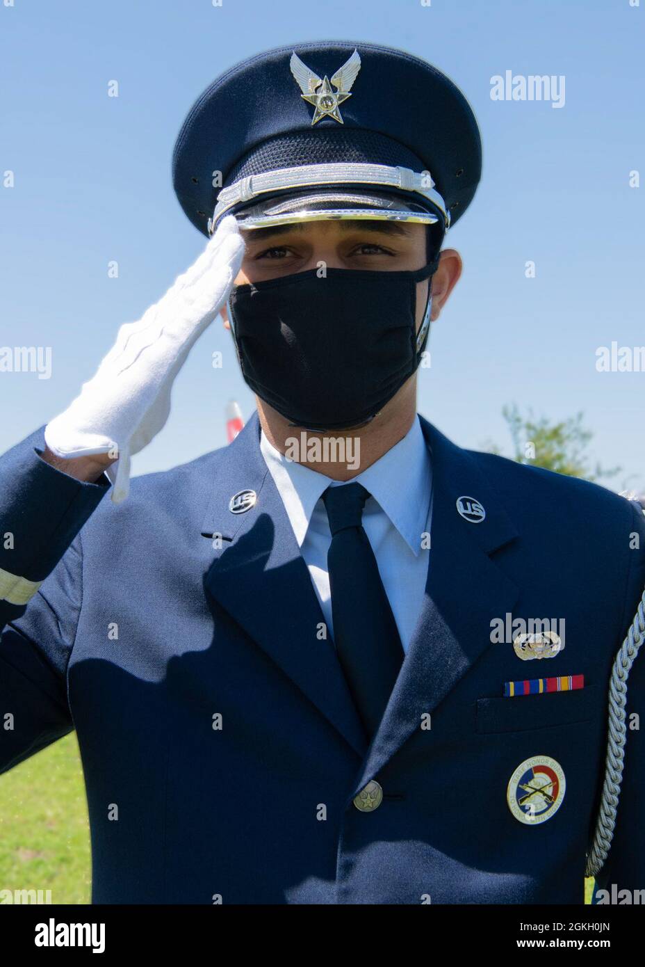 Honor guard member renders a salute at Tyndall Air Force Base, Florida ...
