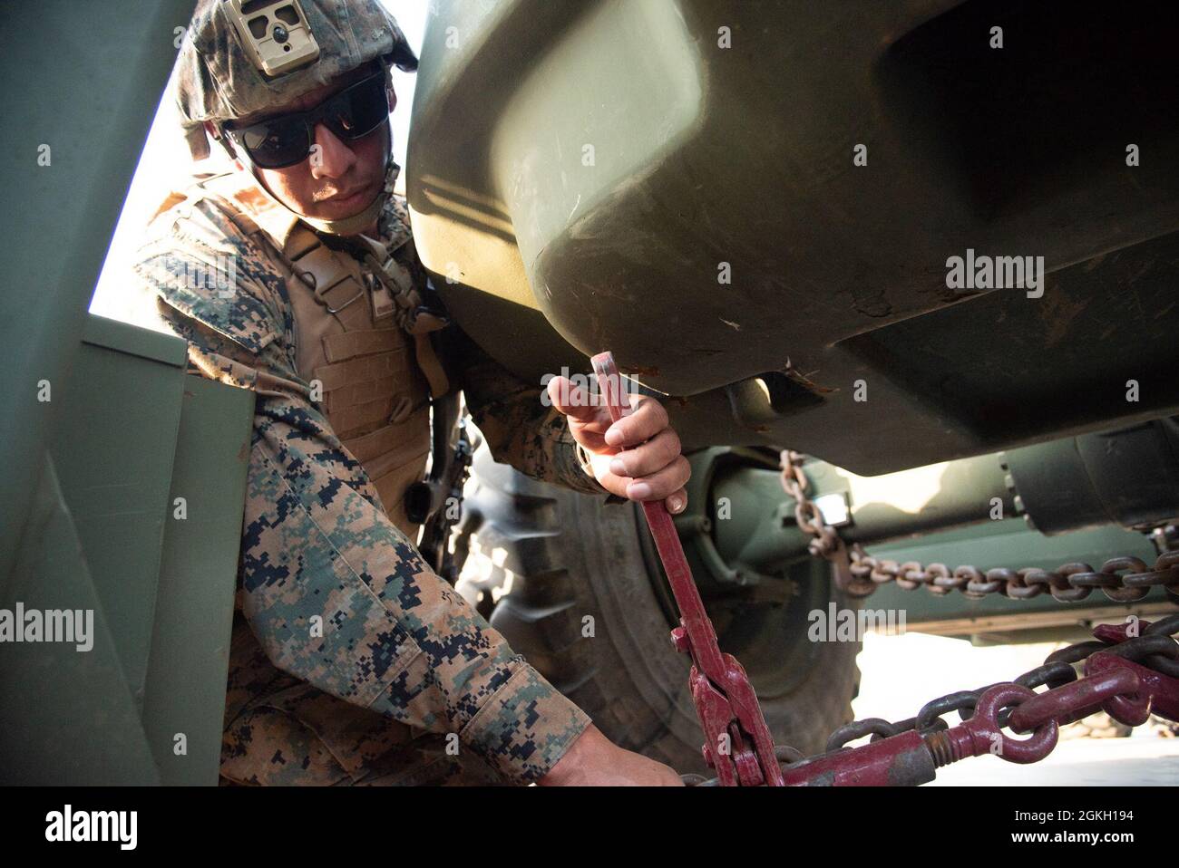 U.S. Marine Corps Cpl. Sergio Hernandez, a motor vehicle operator with ...
