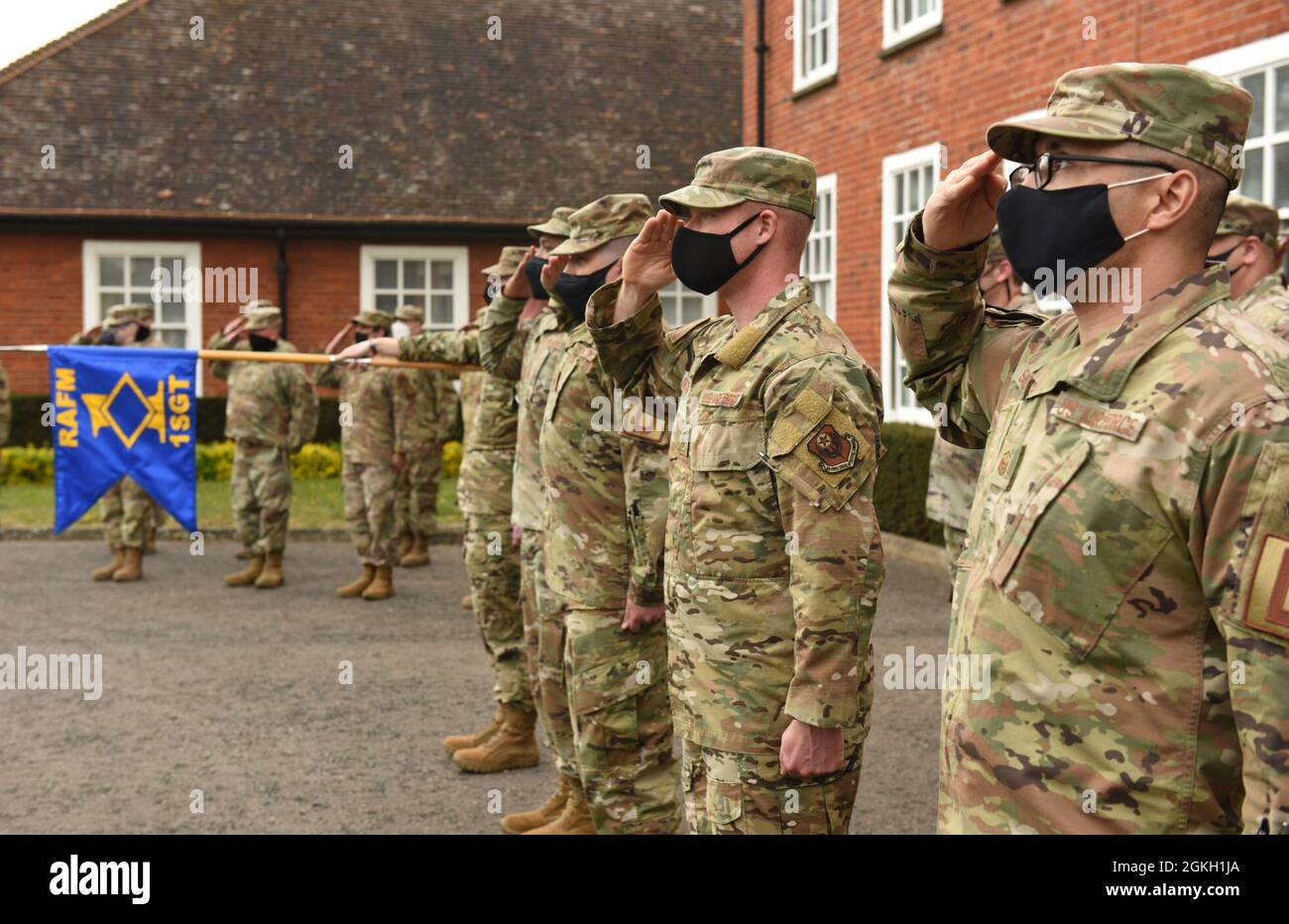 Team Mildenhall first sergeants, NCOs and senior NCOs salute during the ...